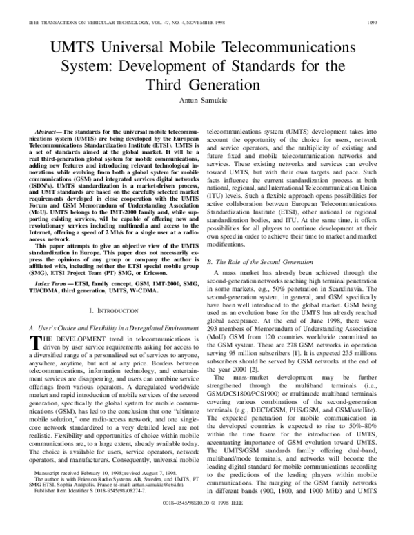 (PDF) UMTS universal mobile telecommunications system: development of ...