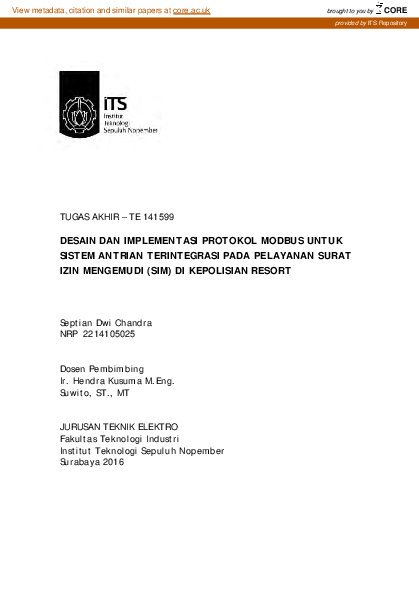 (PDF) Desain Dan Implementasi Protokol Modbus Untuk Sistem Antrian Terintegrasi Pada Pelayanan ...