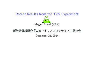(PDF) Recent Results from the T2K Experiment