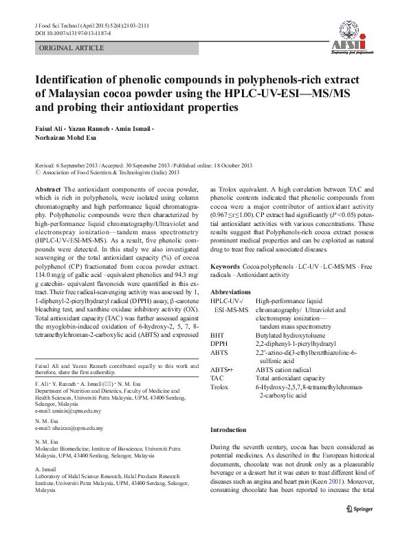 (PDF) Identification of phenolic compounds in polyphenols-rich extract ...