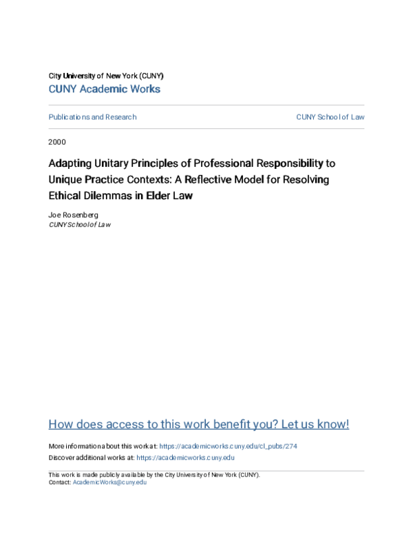(PDF) Adapting Unitary Principles of Professional Responsibility to ...