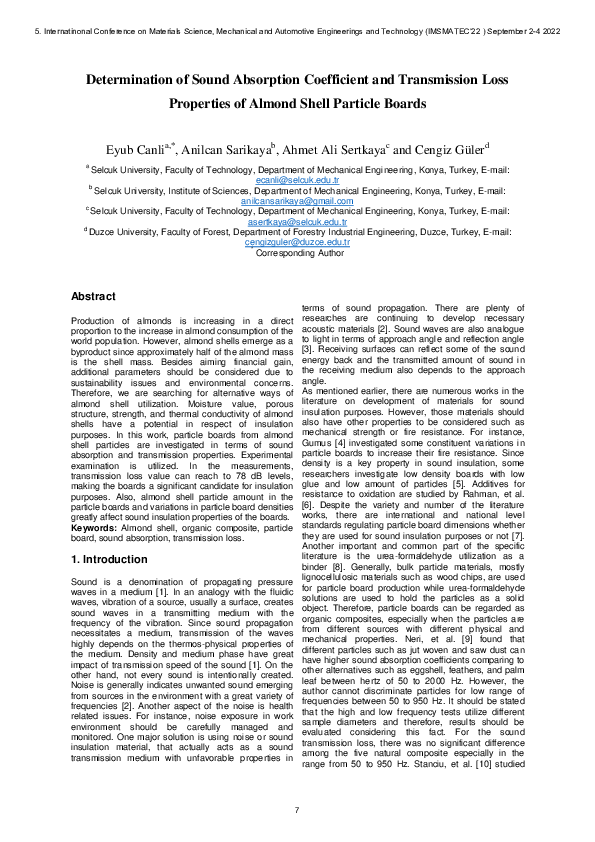 (PDF) Determination of Sound Absorption Coefficient and Transmission ...