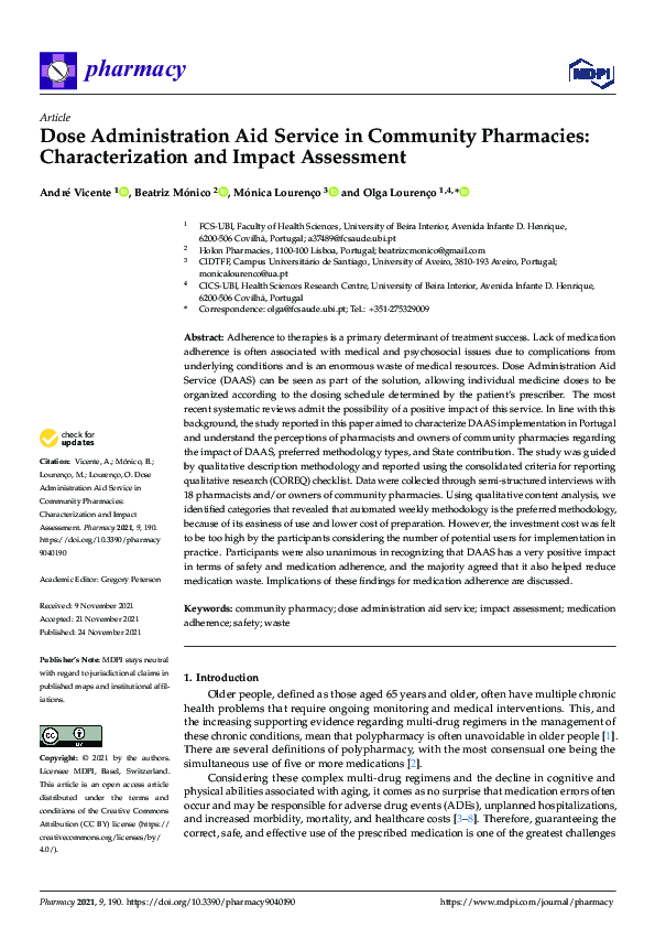 (PDF) Dose Administration Aid Service in Community Pharmacies ...