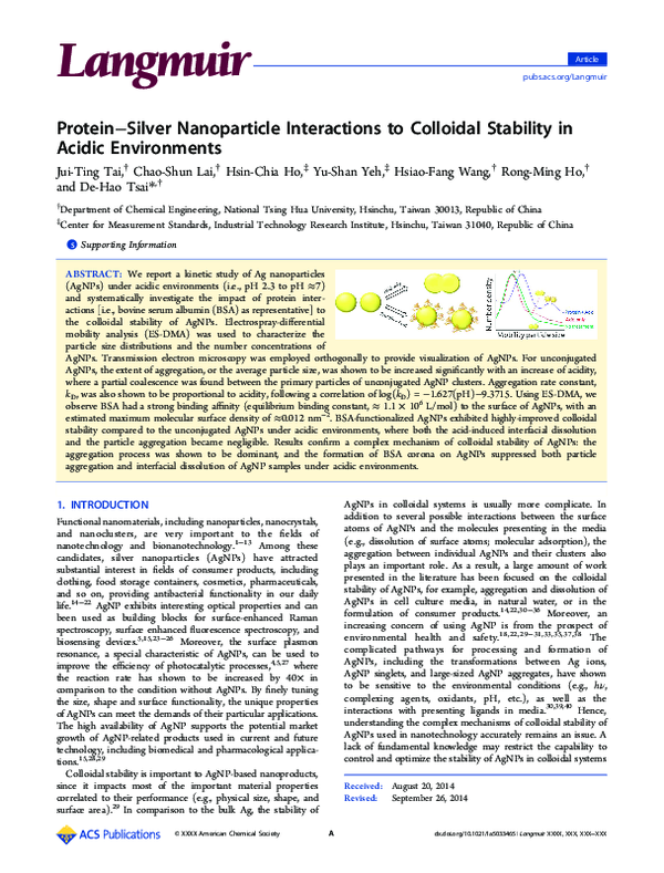 (PDF) Protein-silver nanoparticle interactions to colloidal stability ...