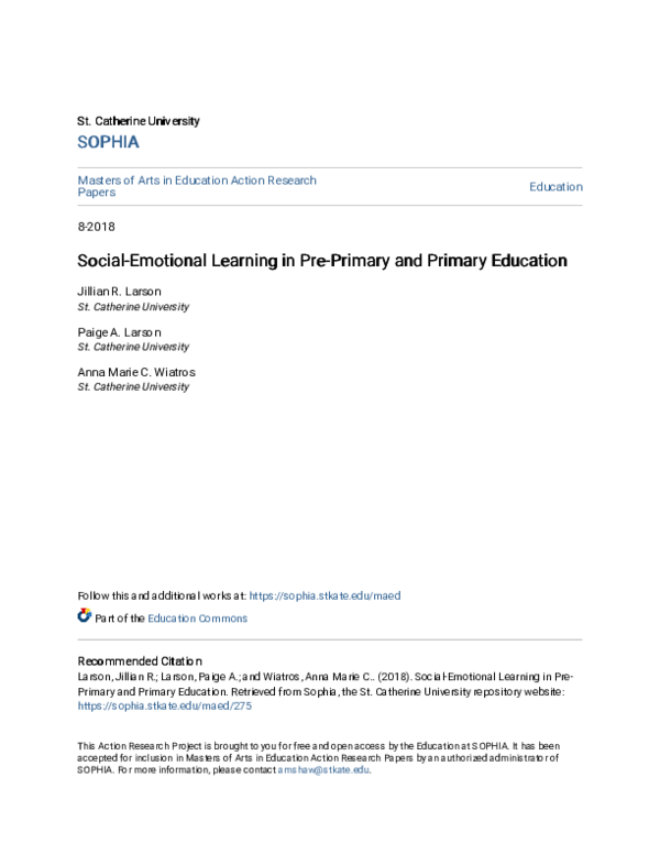 (PDF) Social-Emotional Learning in Pre-Primary and Primary Education