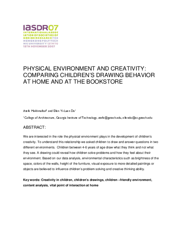 (PDF) Physical Environment and Creativity: Comparing Children’s Drawing ...