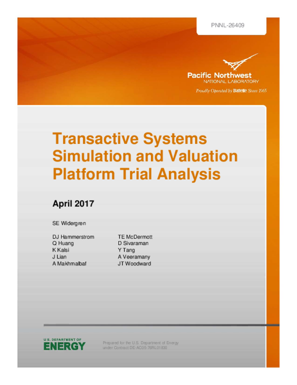 (PDF) Transactive Systems Simulation and Valuation Platform Trial ...