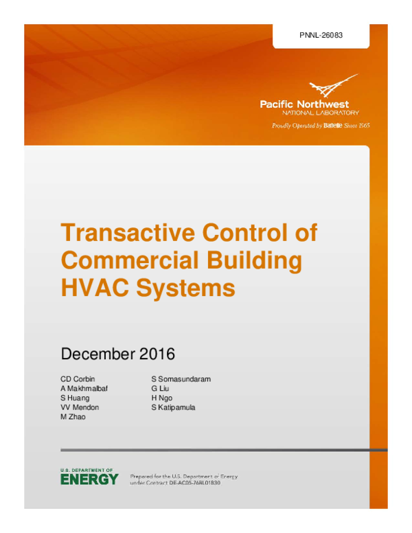 (PDF) Transactive Control of Commercial Building HVAC Systems