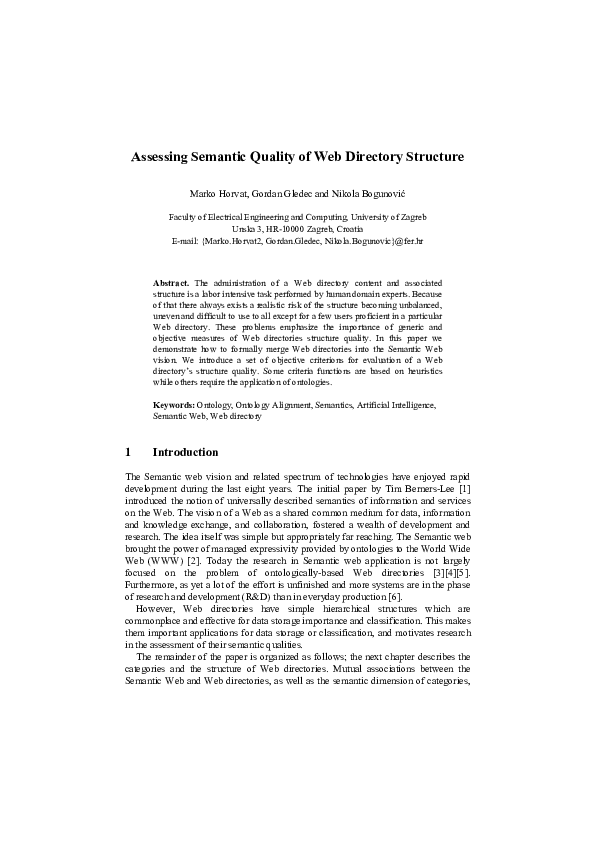 (PDF) Assessing Semantic Quality of Web Directory Structure