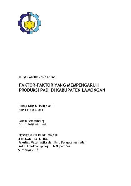 (PDF) Faktor-Faktor Yang Mempengaruhi Produksi Padi Di Kabupaten Lamongan