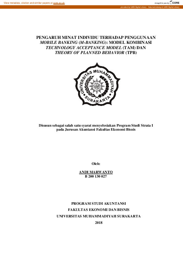 (PDF) Pengaruh Minat Individu Terhadap Penggunaan Mobile Banking (M ...