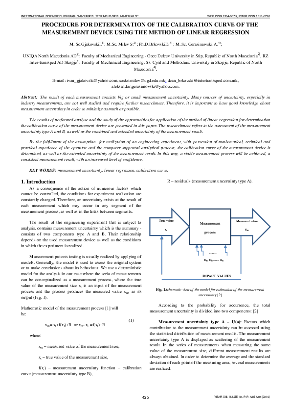 (PDF) Procedure for determination of the calibration curve of the measurement device using the ...