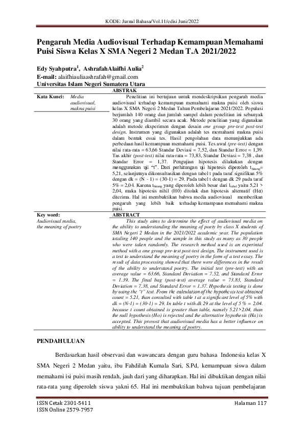 (PDF) Pengaruh Media Audio Visual Terhadap Kemampuan Membaca Permulaan Pada Anak Usia Dini Ra ...