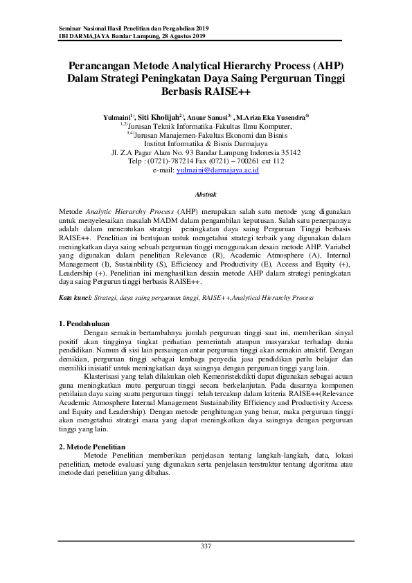 (PDF) Perancangan Metode Analytical Hierarchy Process (AHP) Dalam Strategi Peningkatan Daya ...