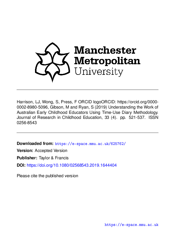 (PDF) Understanding the Work of Australian Early Childhood Educators ...