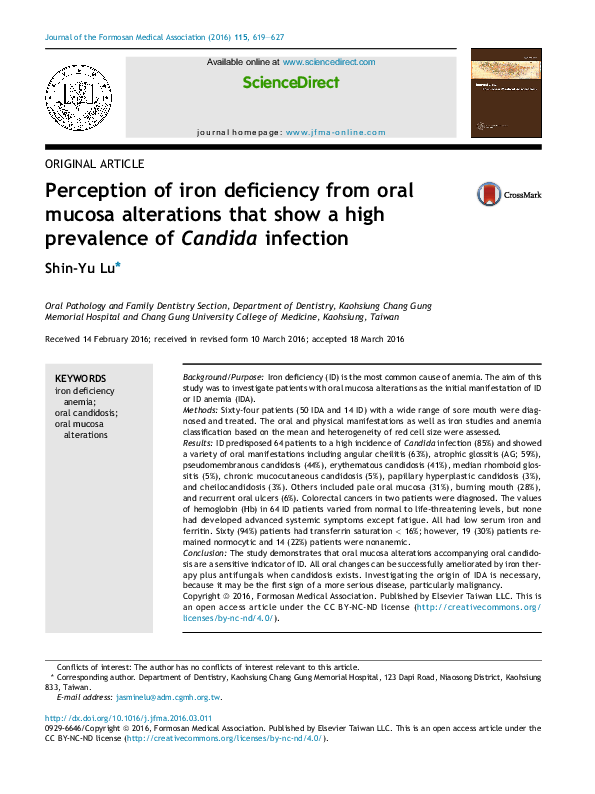 (PDF) Perception of iron deficiency from oral mucosa alterations that ...