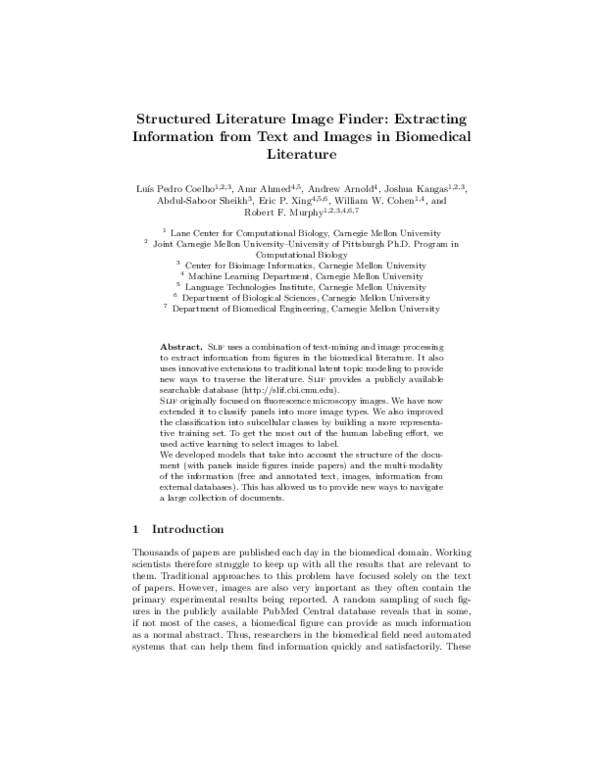 (PDF) Structured Literature Image Finder: Extracting Information from Text and Images in ...
