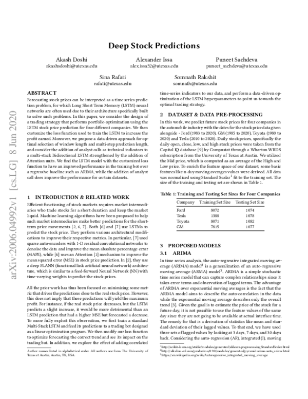 (PDF) LSTM-Based Stock Price Forecasting Strategies