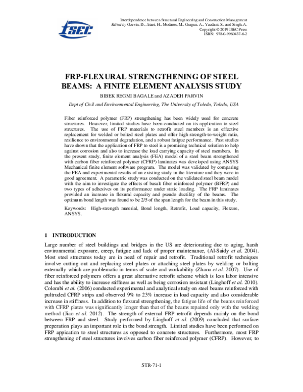 (PDF) FRP-Flexural Strengthening of Steel Beams: A Finite Element Analysis Study