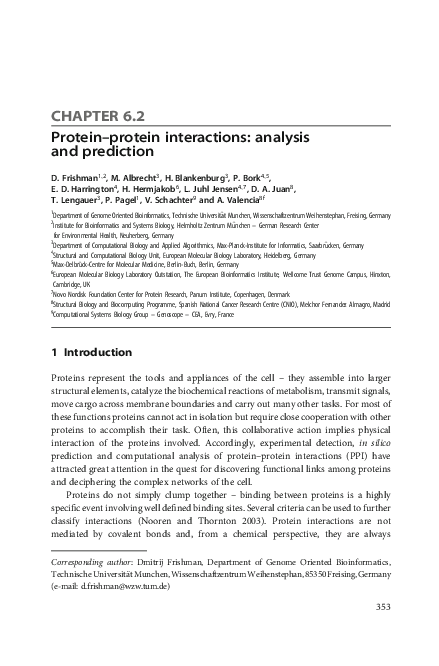 (PDF) Protein-protein interactions: analysis and prediction