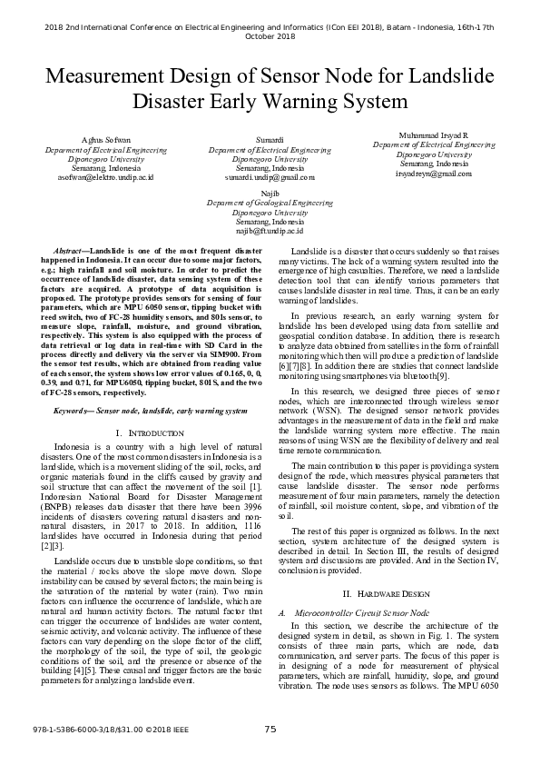 (PDF) Measurement Design of Sensor Node for Landslide Disaster Early ...