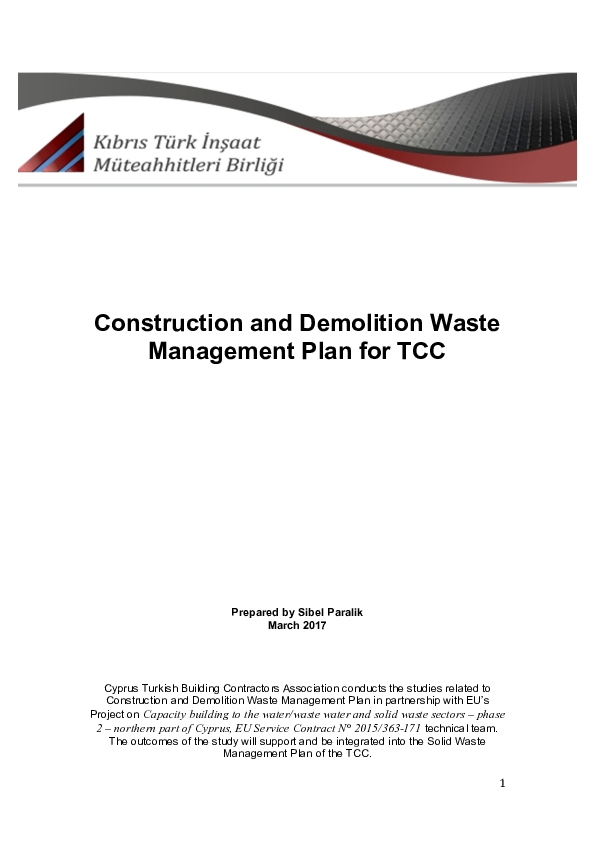 (PDF) Construction and Demolition Waste Management Plan for TCC