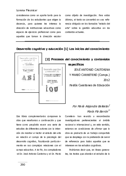 (PDF) Desarrollo cognitivo y educación