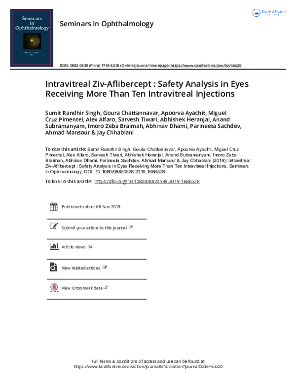 (PDF) Intravitreal Ziv-Aflibercept : Safety Analysis in Eyes Receiving More Than Ten ...