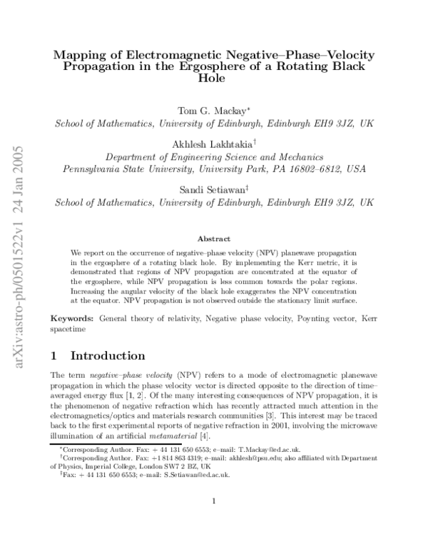 (PDF) Electromagnetic negative-phase-velocity propagation in the ergosphere of a rotating black ...