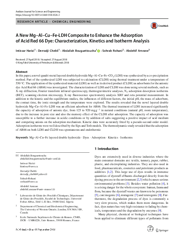 (PDF) A New Mg–Al–Cu–Fe-LDH Composite to Enhance the Adsorption of Acid ...