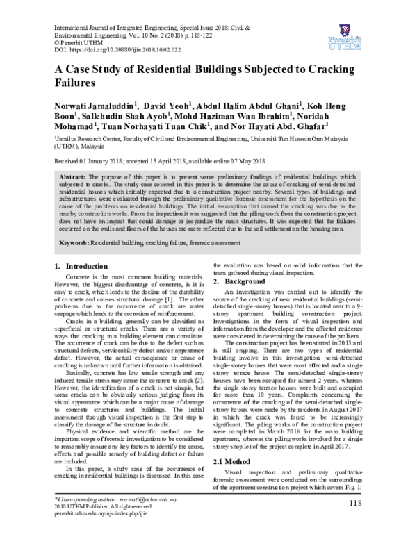 (PDF) A Case Study of Residential Buildings Subjected to Cracking Failures