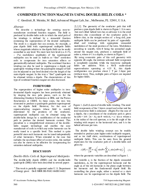 (PDF) Combined function magnets using double-helix coils