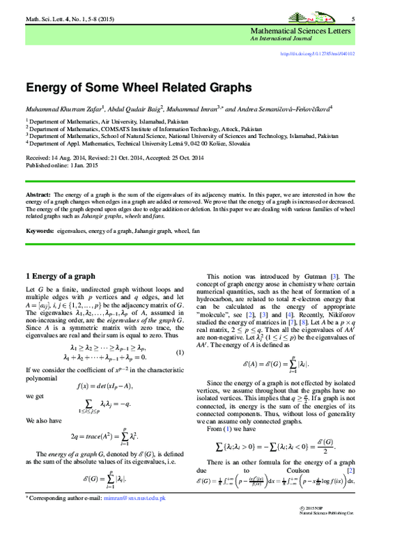 (PDF) Energy of Some Wheel Related Graphs