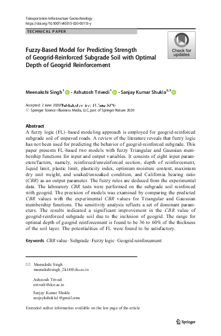 (PDF) Fuzzy-Based Model for Predicting Strength of Geogrid-Reinforced Subgrade Soil with Optimal ...