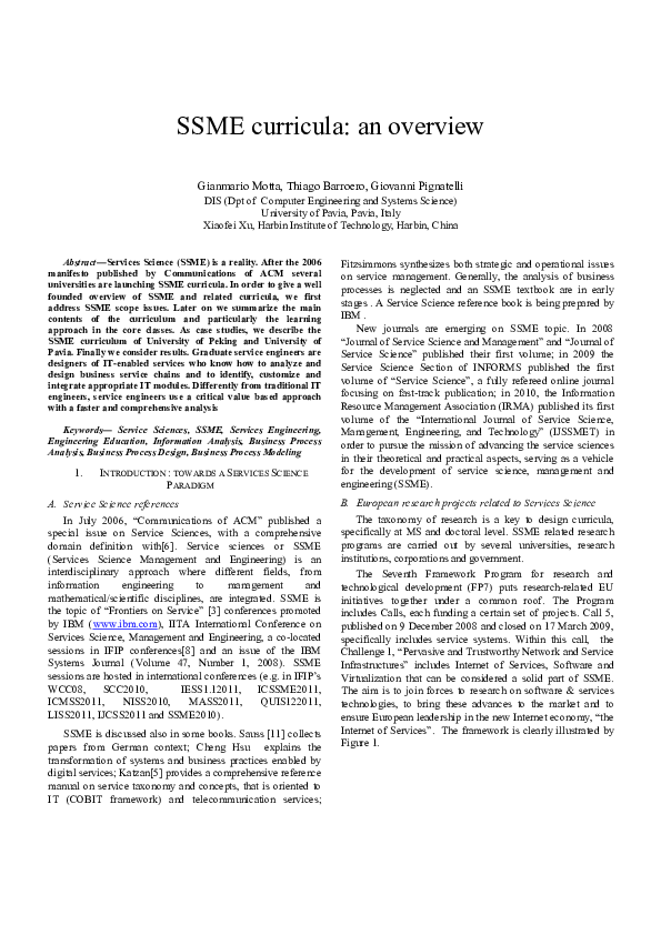 (PDF) SSME Curricula: An Overview