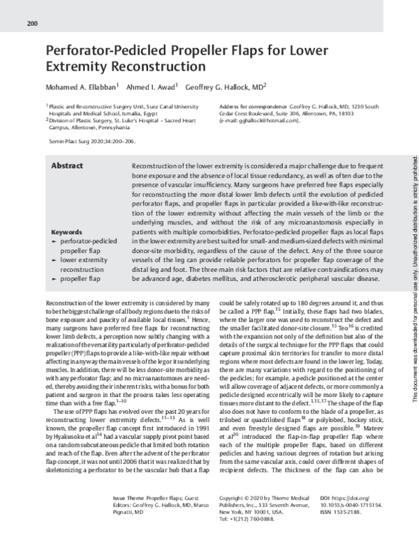 (PDF) Perforator-Pedicled Propeller Flaps for Lower Extremity ...