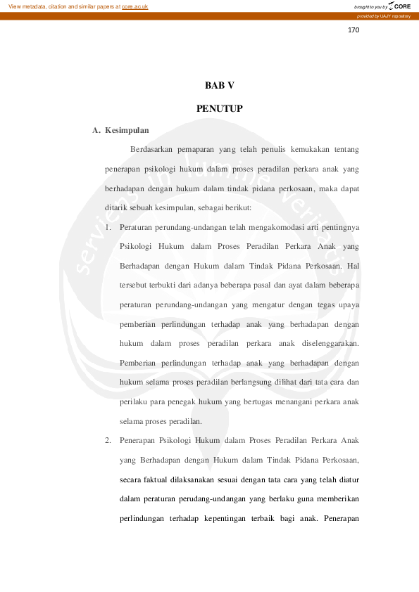 (PDF) Penerapan Psikologi Hukum Dalam Proses Peradilan Perkara Anak Yang Berhadapan Dengan Hukum ...