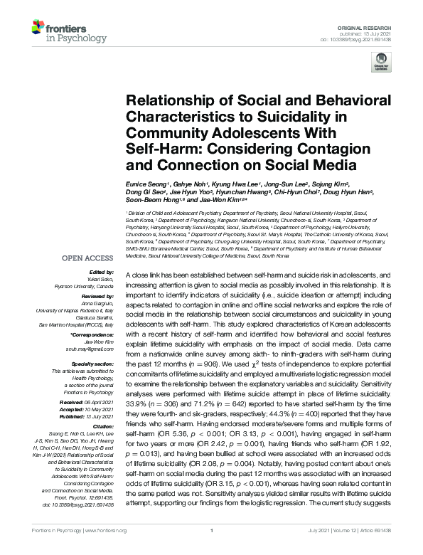 (PDF) Relationship of Social and Behavioral Characteristics to ...