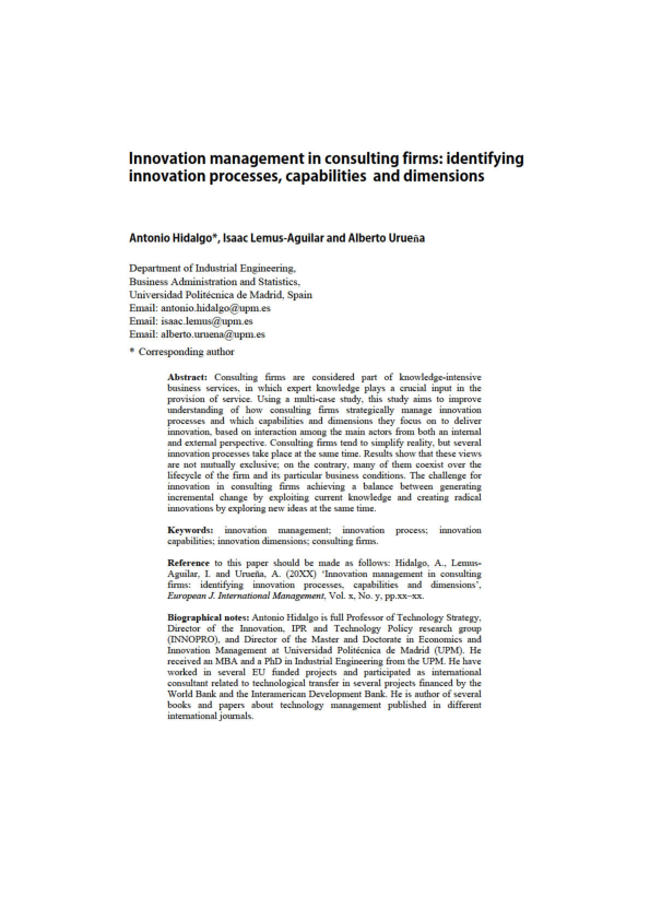 (PDF) Innovation management in consulting firms: Identifying innovation ...