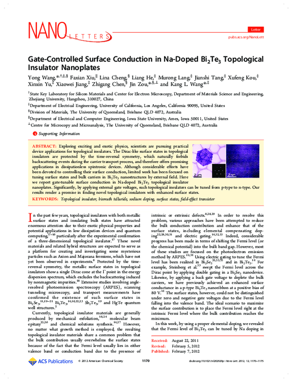 (PDF) Gate-Controlled Surface Conduction in Na-Doped Bi2Te3 Topological ...