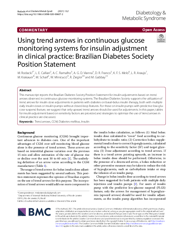 (PDF) Using trend arrows in continuous glucose monitoring systems for ...