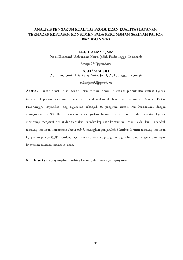 (PDF) Analisis Pengaruh Kualitas Produk Dan Kualitas Layanan Terhadap Kepuasan Konsumen Pada ...