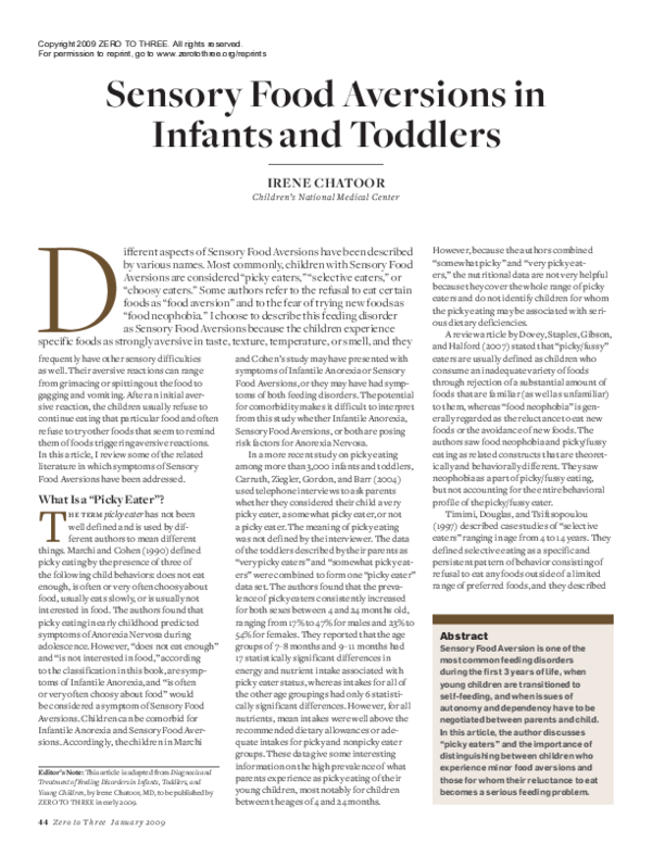 (PDF) Sensory Food Aversions in Infants and Toddlers