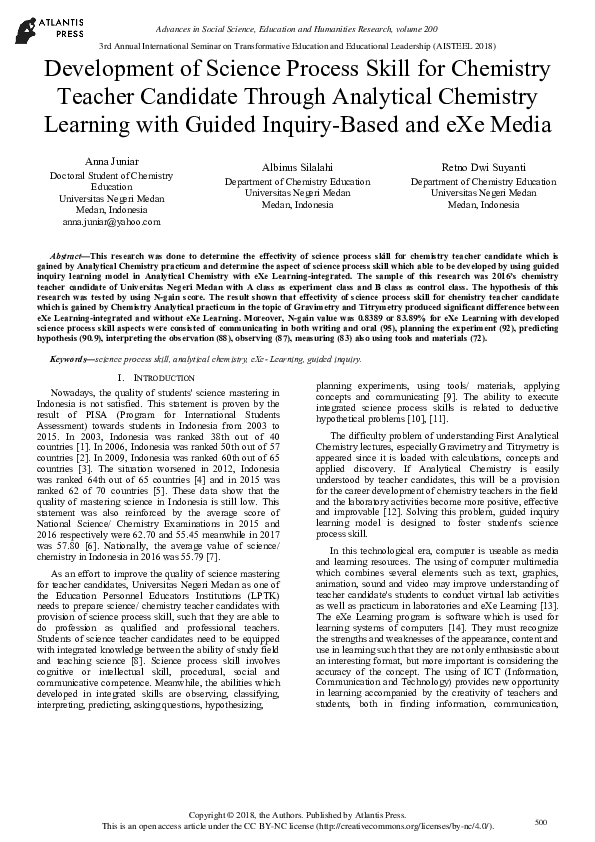 (PDF) Development of Science Process Skill for Chemistry Teacher ...