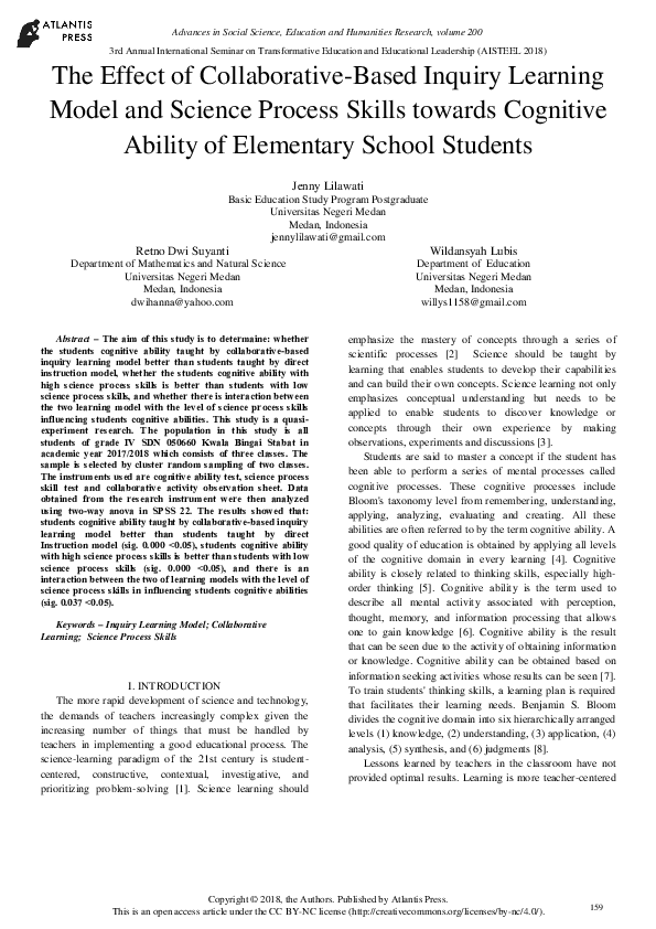 (PDF) The Effect of Collaborative-Based Inquiry Learning Model and ...