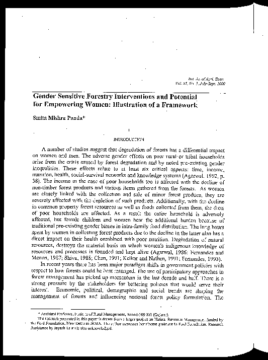 (PDF) Gender Sensitive Forestry Interventions and Potential for ...