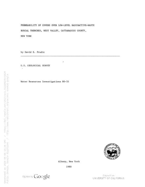 (PDF) Permeability of covers over low-level radioactive-waste burial ...