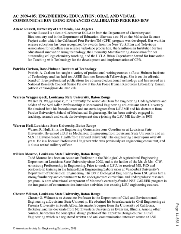 (PDF) Engineering Education: Oral And Visual Communication Using ...