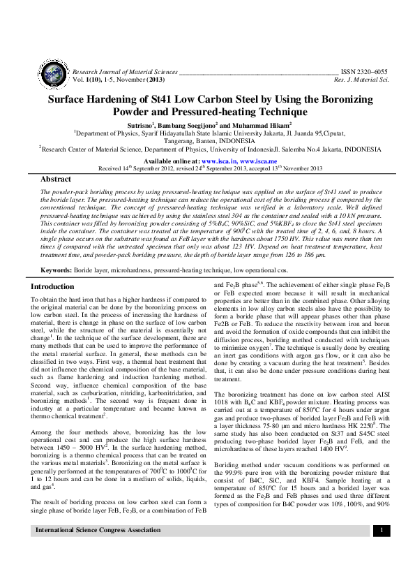 (PDF) Surface hardening of St41 low carbon steel by using the hot ...