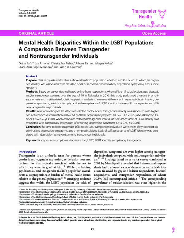 (PDF) Mental Health Disparities Within the LGBT Population: A ...